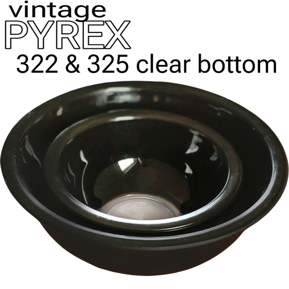 Pyrex | Kitchen | Vintage Pyrex Black Clear Bottom Bowls 322 Liter 325 ...